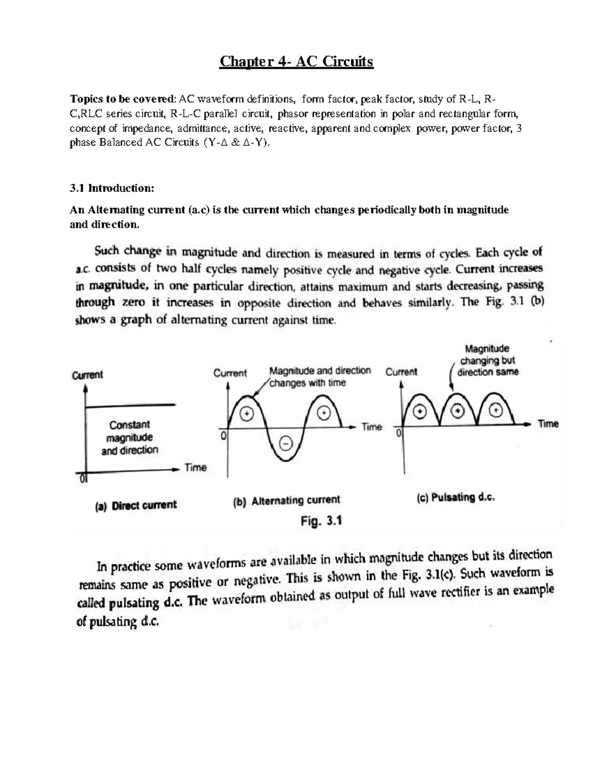 Chapter AC Circuits: Key Concepts and Definitions for EE 101 - Studocu