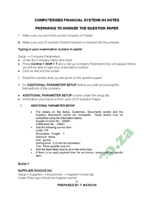 CFS Notes - 1 COMPUTERISED FINANCIAL SYSTEMS N4 NOTES PREPARING TO ...