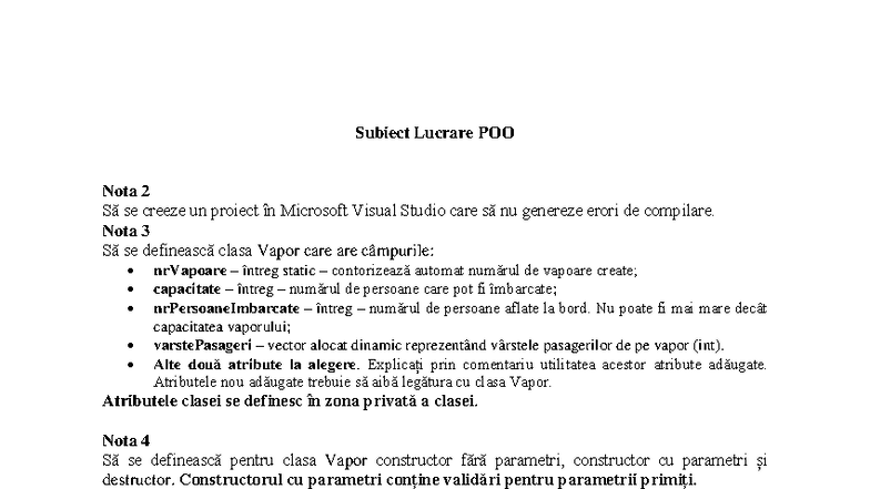 Subiect Lucrare POO - Proiect Clasa Vapor în Visual Studio - Studocu