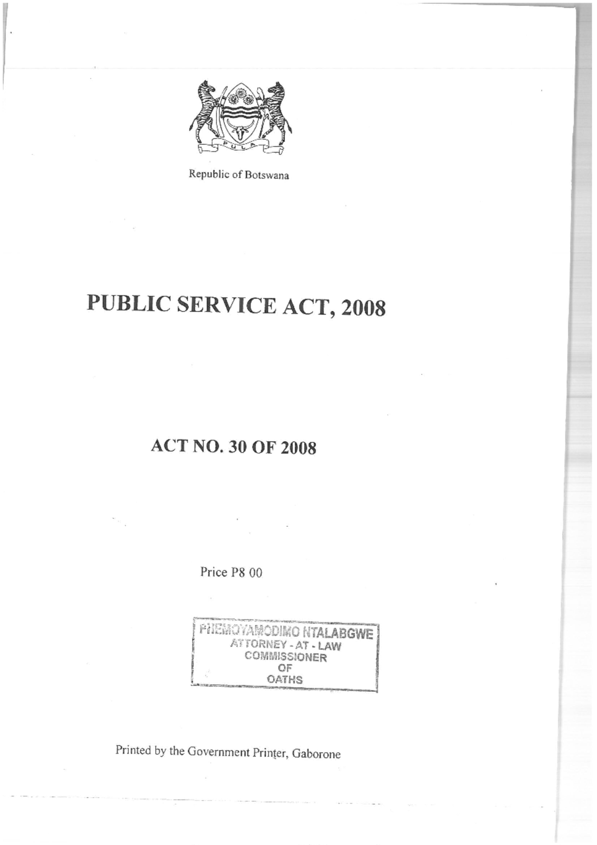 Botswana Public Service Act: A Comprehensive Overview and Analysis ...