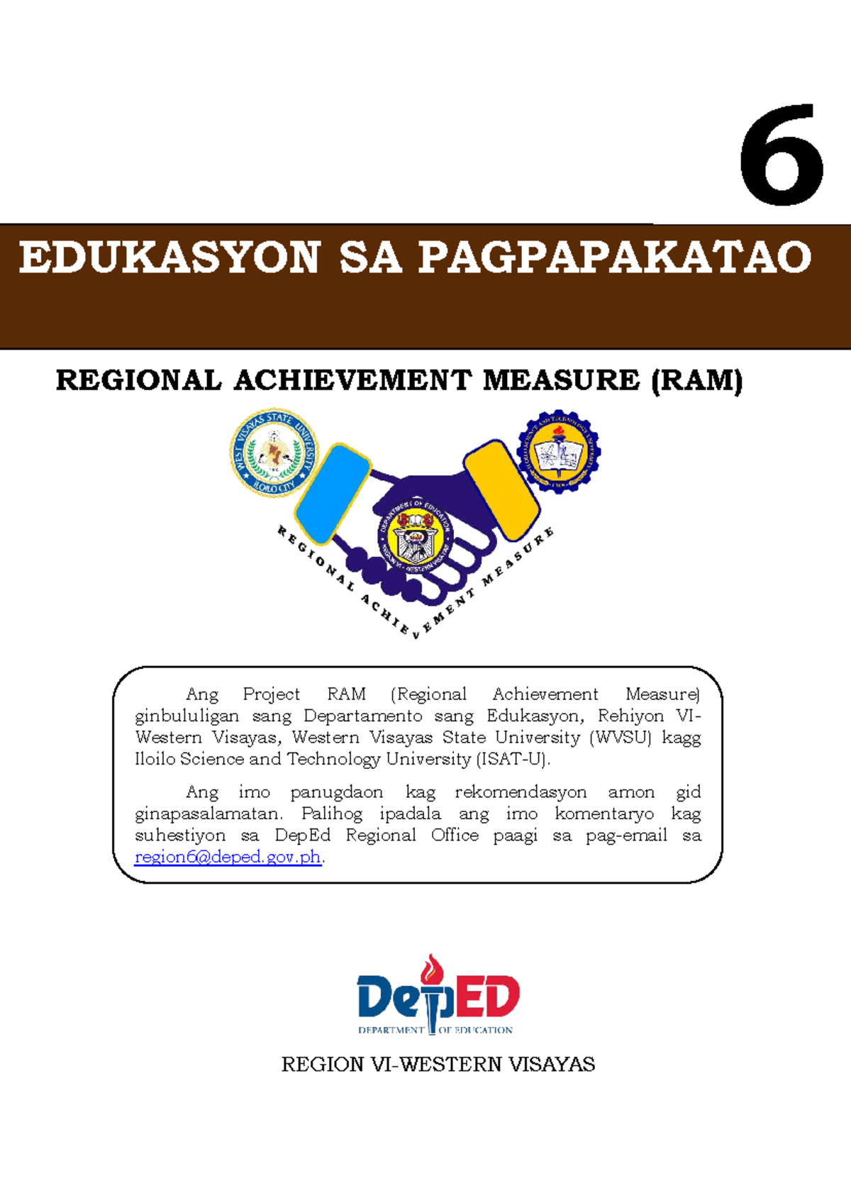 RAM Es P 6 - none - REGION VI-WESTERN VISAYAS REGIONAL ACHIEVEMENT ...