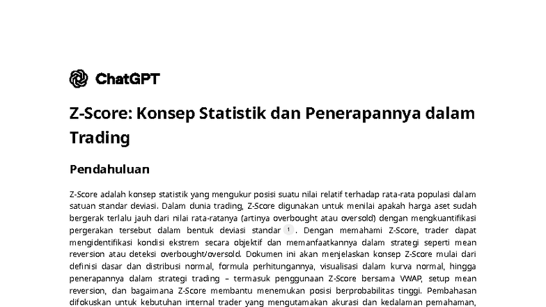 Z-Score: Konsep Statistik dan Penerapannya dalam Trading - Studocu