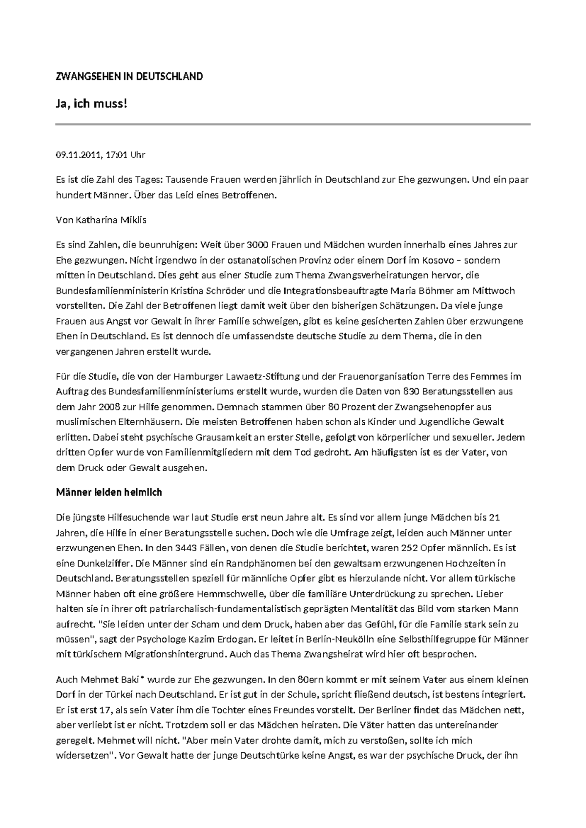 Zwangsehen in Deutschland: Studienergebnisse und Betroffenenberichte ...