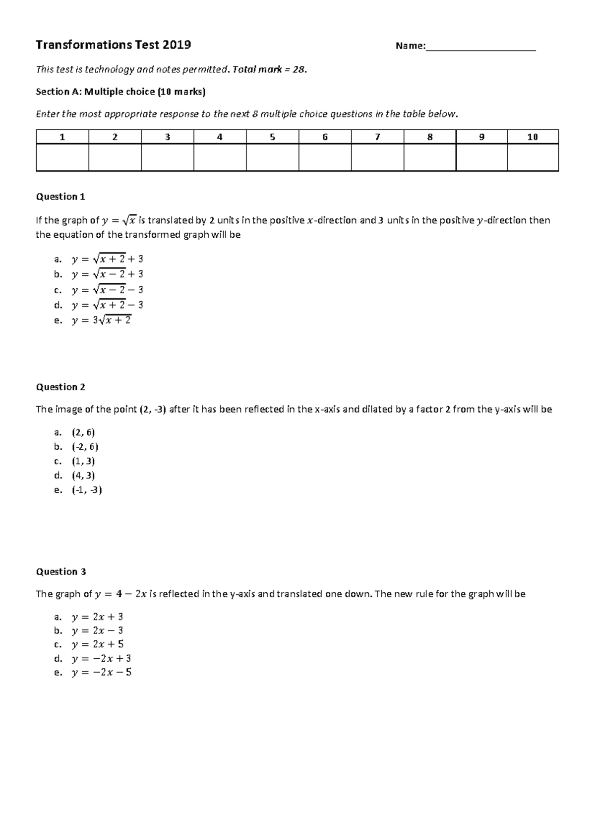 Transformation Test 2019 MM12 Final Exam Notes - Studocu