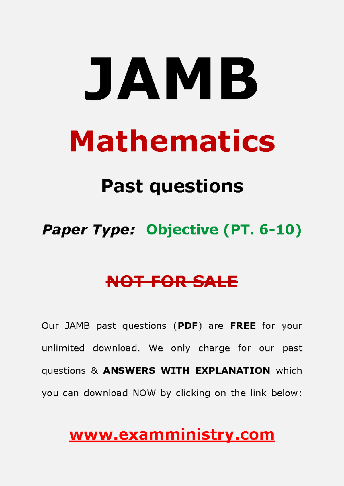 Jamb math questions 6 10 - JAMB Mathematics Past questions Paper Type ...