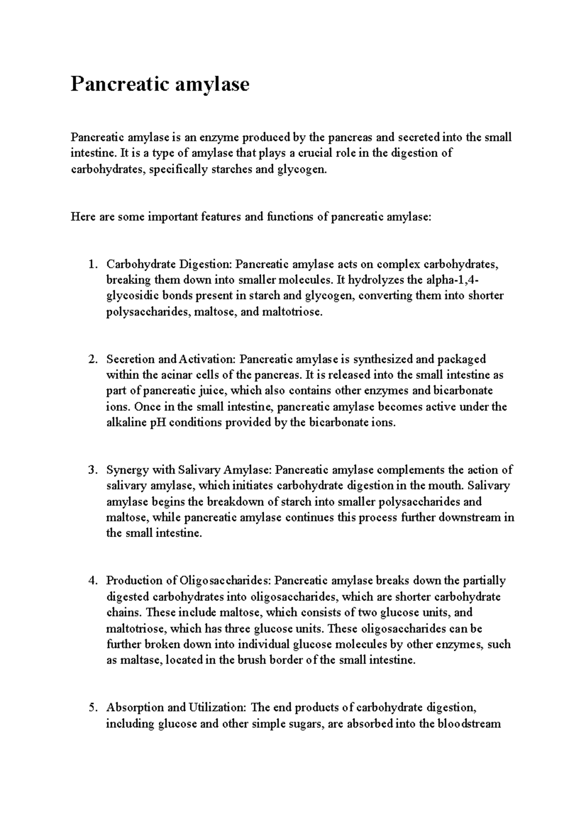 . Pancreatic amylase - Pancreatic amylase Pancreatic amylase is an ...