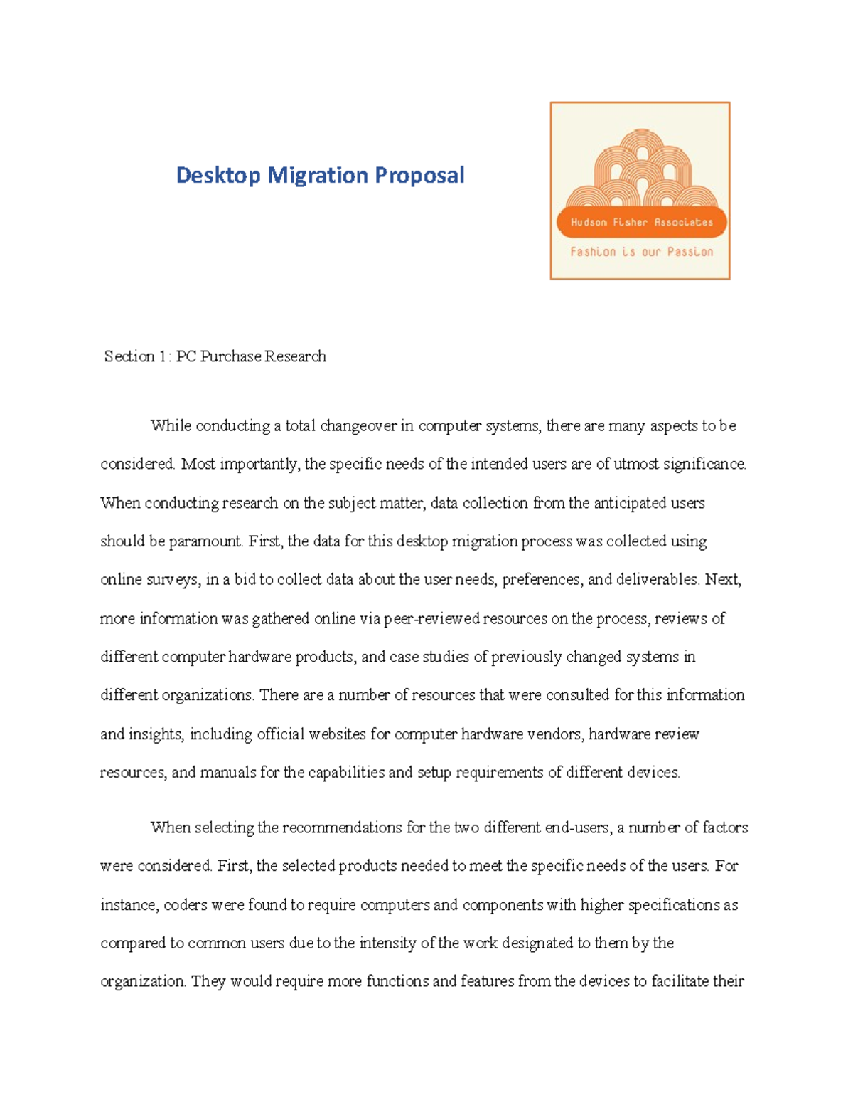 Cmit202 Desktop Migration Proposal and Recommendations - Studocu