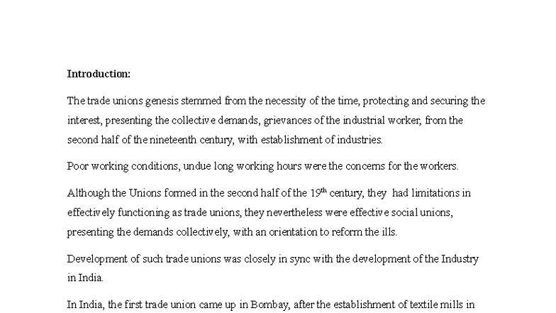 Tui 4 final draft 2i - assignment - Introduction: The trade unions ...