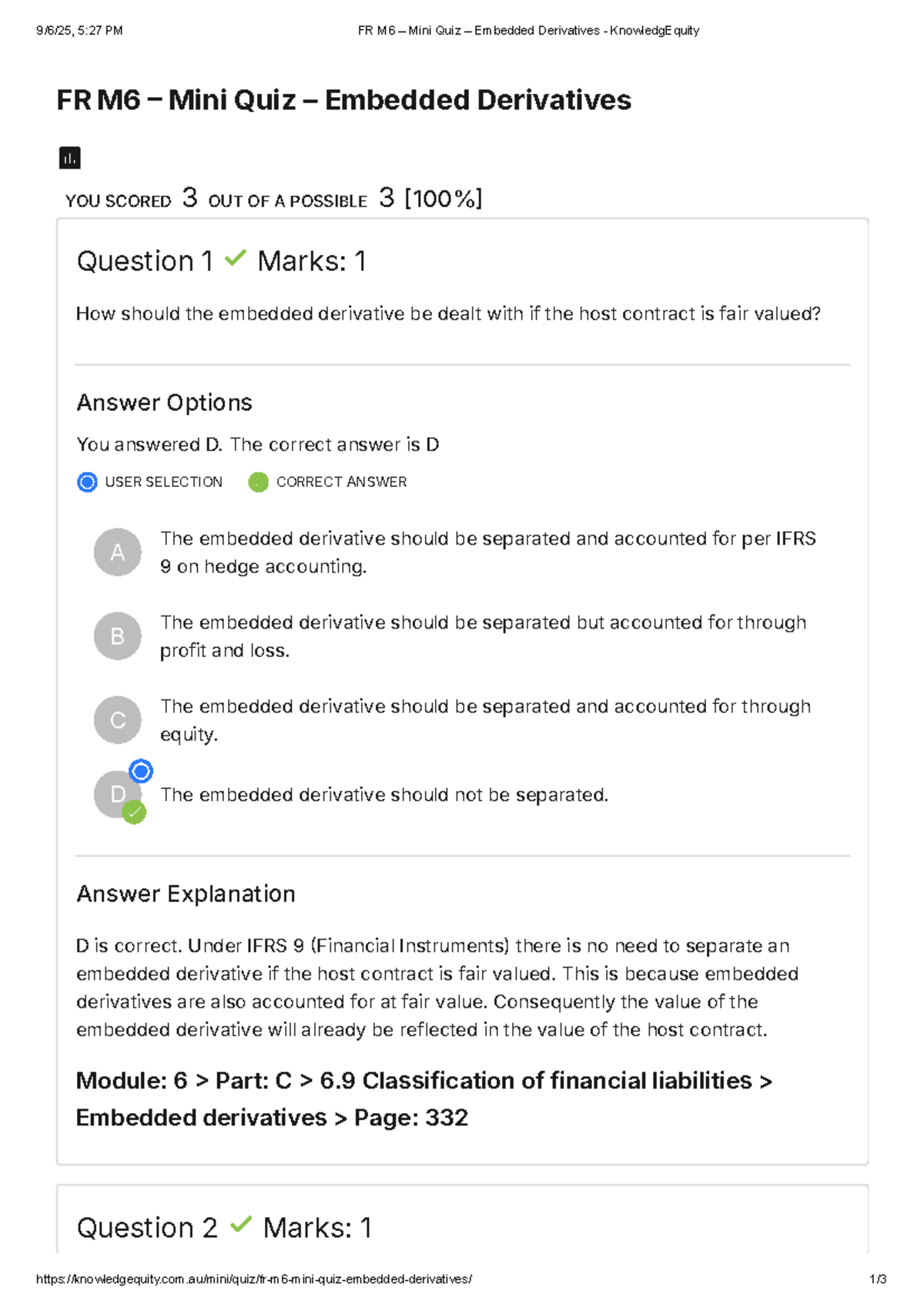 FR M6 Mini Quiz: Understanding Embedded Derivatives in Finance - Studocu