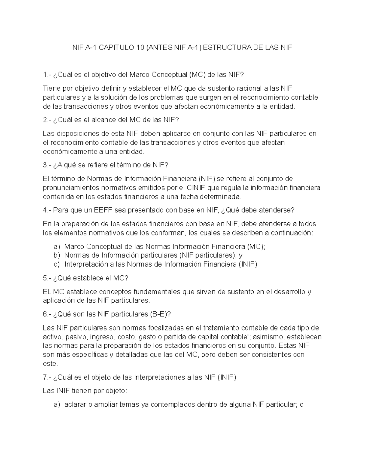 NIF A-1: Conceptos Fundamentales y Estructura de las NIF - Studocu