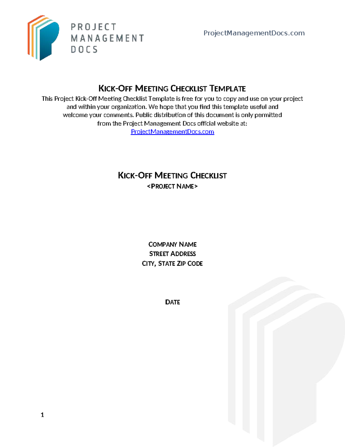 Kick Off Meeting Checklist Template for Project Management - Studocu