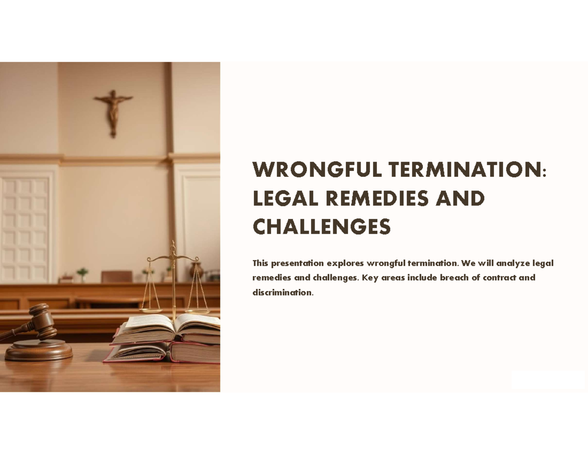 Legal Remedies & Challenges in Wrongful Termination: An Overview - Studocu