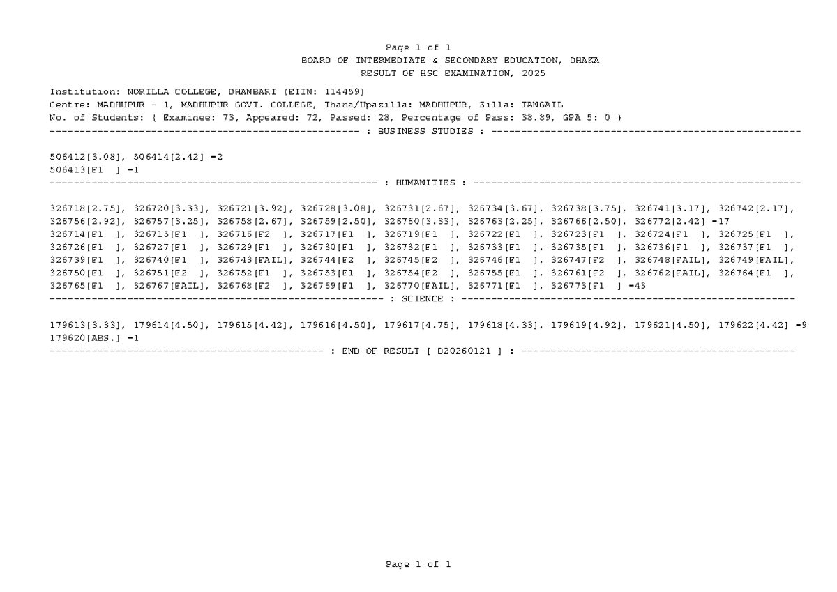 Dhaka hsc 2025 114459 - Fubb - BOARD OF INTERMEDIATE & SECONDARY ...