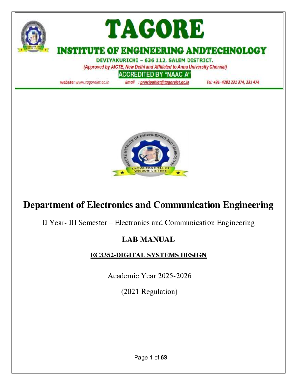DSD LAB Manual (ECE II Sem) - Systems Design Experiments - Studocu