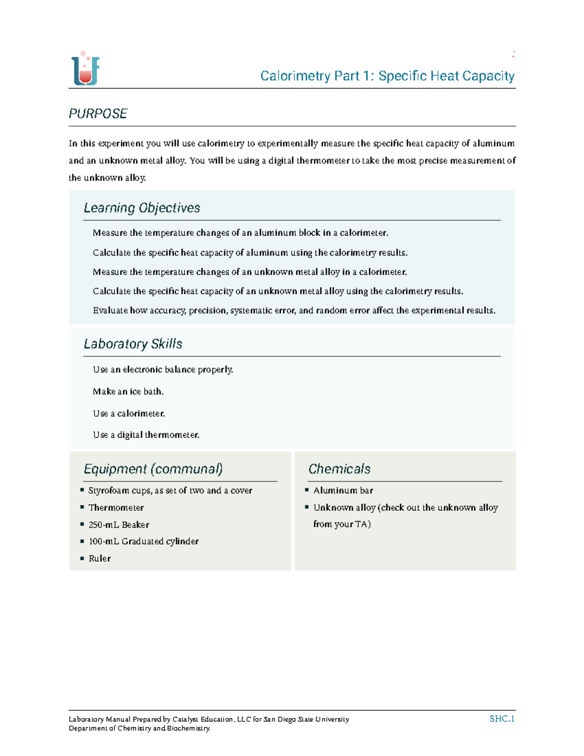 Calorimetry Part 1: Specific Heat - : Calorimetry Part 1: Specific Heat ...