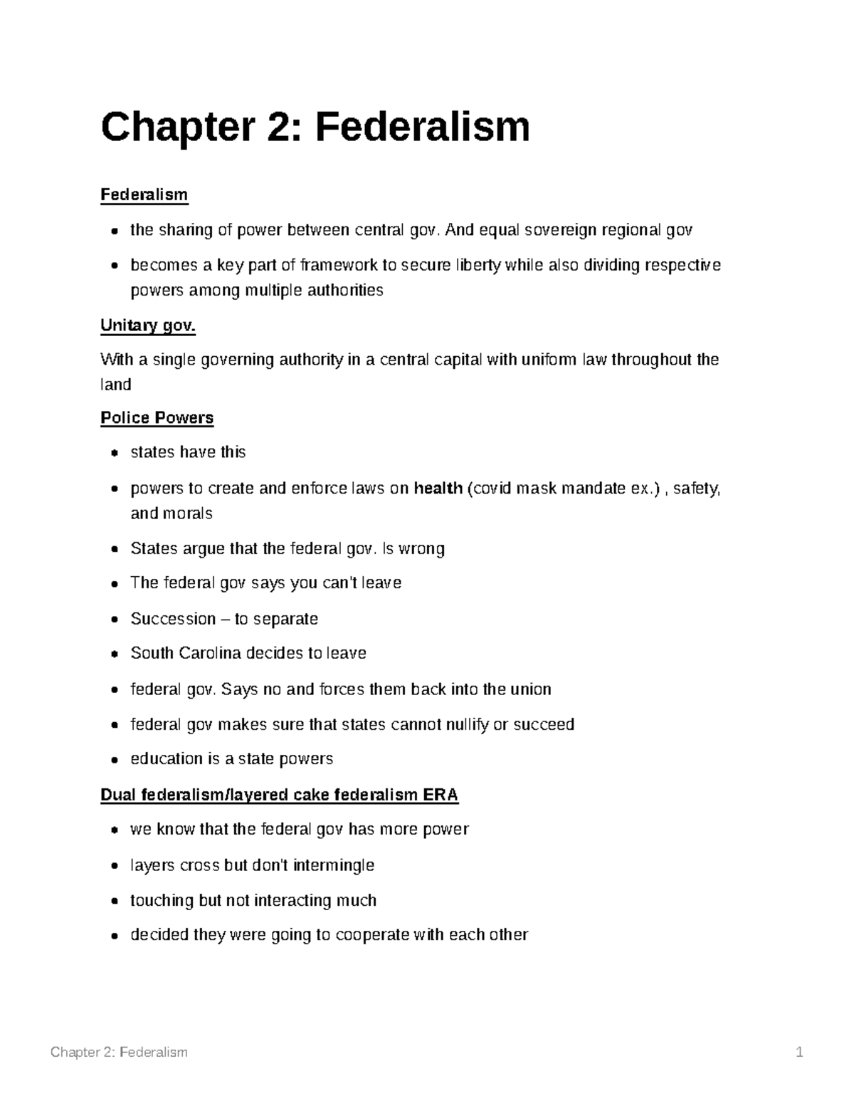 Chapter 2: Understanding Federalism – AP Gov Notes - Studocu