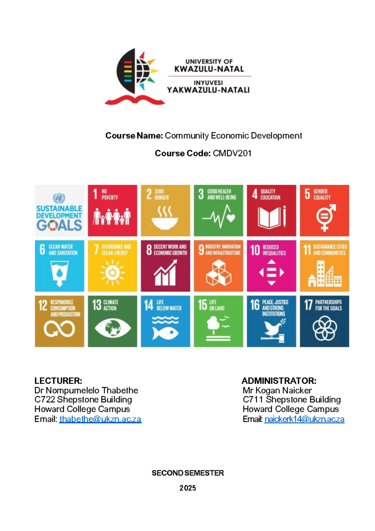 CMDV201 Community Economic Development Course Outline H2 2025 - Studocu