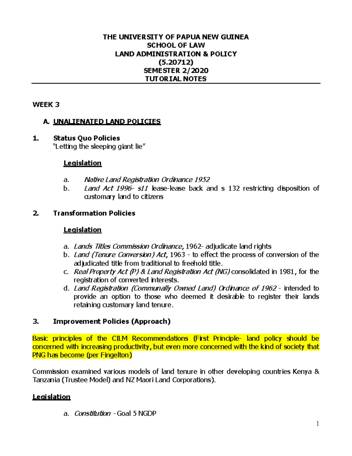 Customary Land Tenure in PNG - CUSTOMARY LAND TENURE IN PAPUA NEW ...