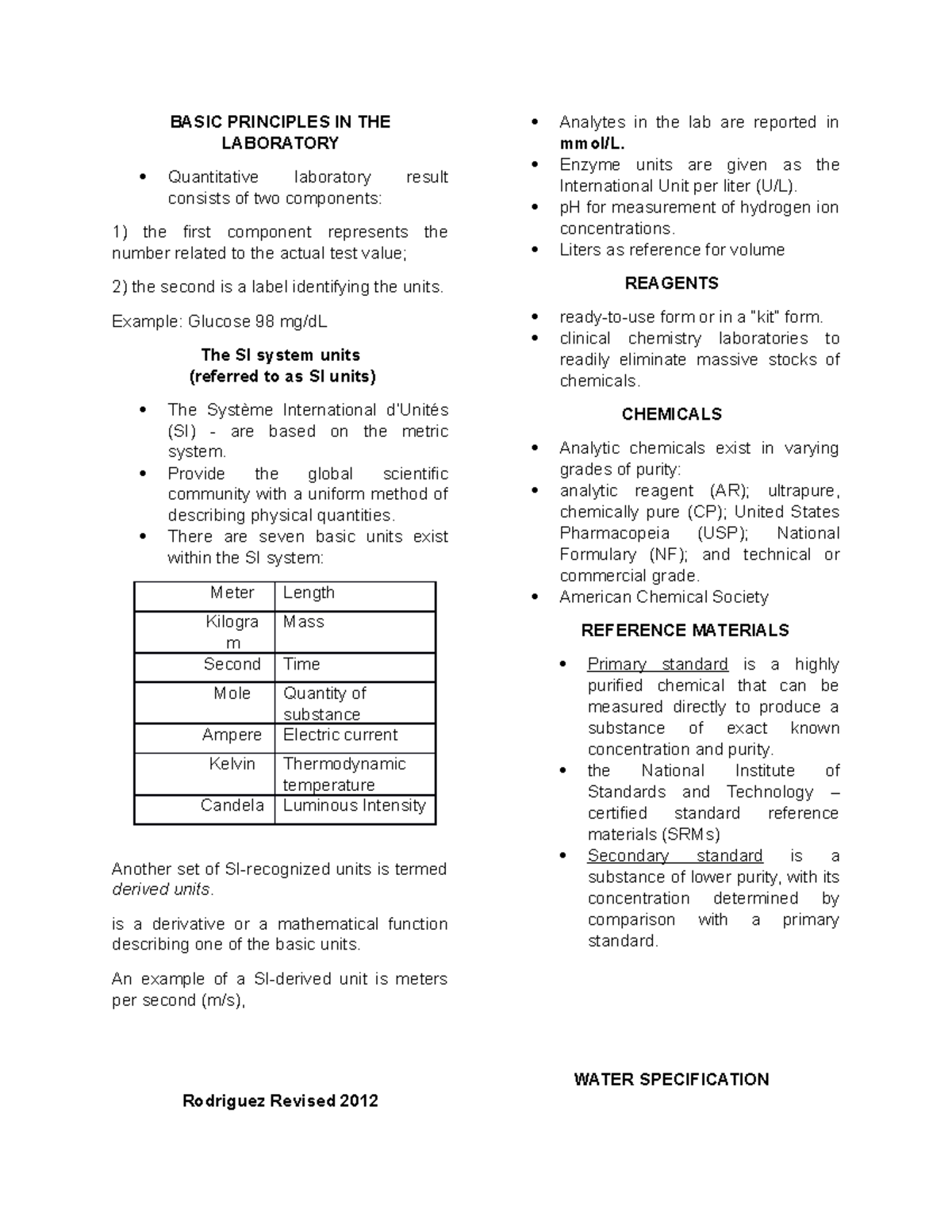 Clinical Chemistry Laboratory Notes: Fundamentals and Practices - Studocu