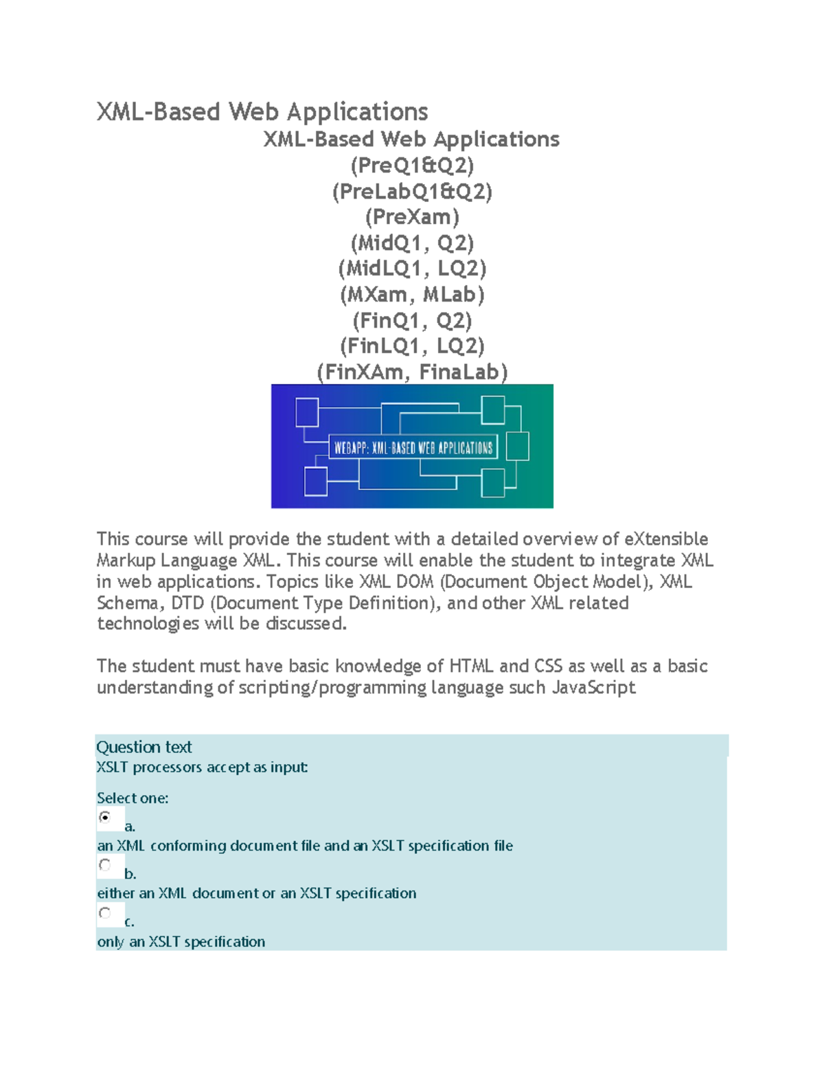 Pdfcoffee - assignment - XML-Based Web Applications XML-Based Web Applications (PreQ1&Q2) - Studocu