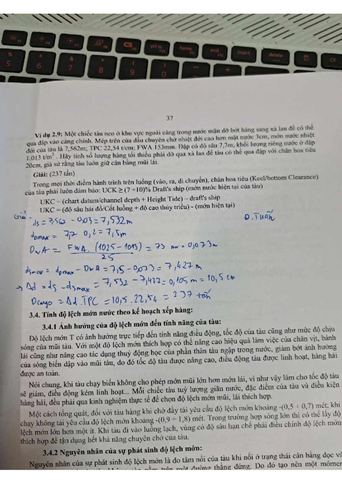Tính Toán Dô Lêch Món Nước Trong Vận Tải Biển - Môn Hàng Hàng Hải F8 F9 ...