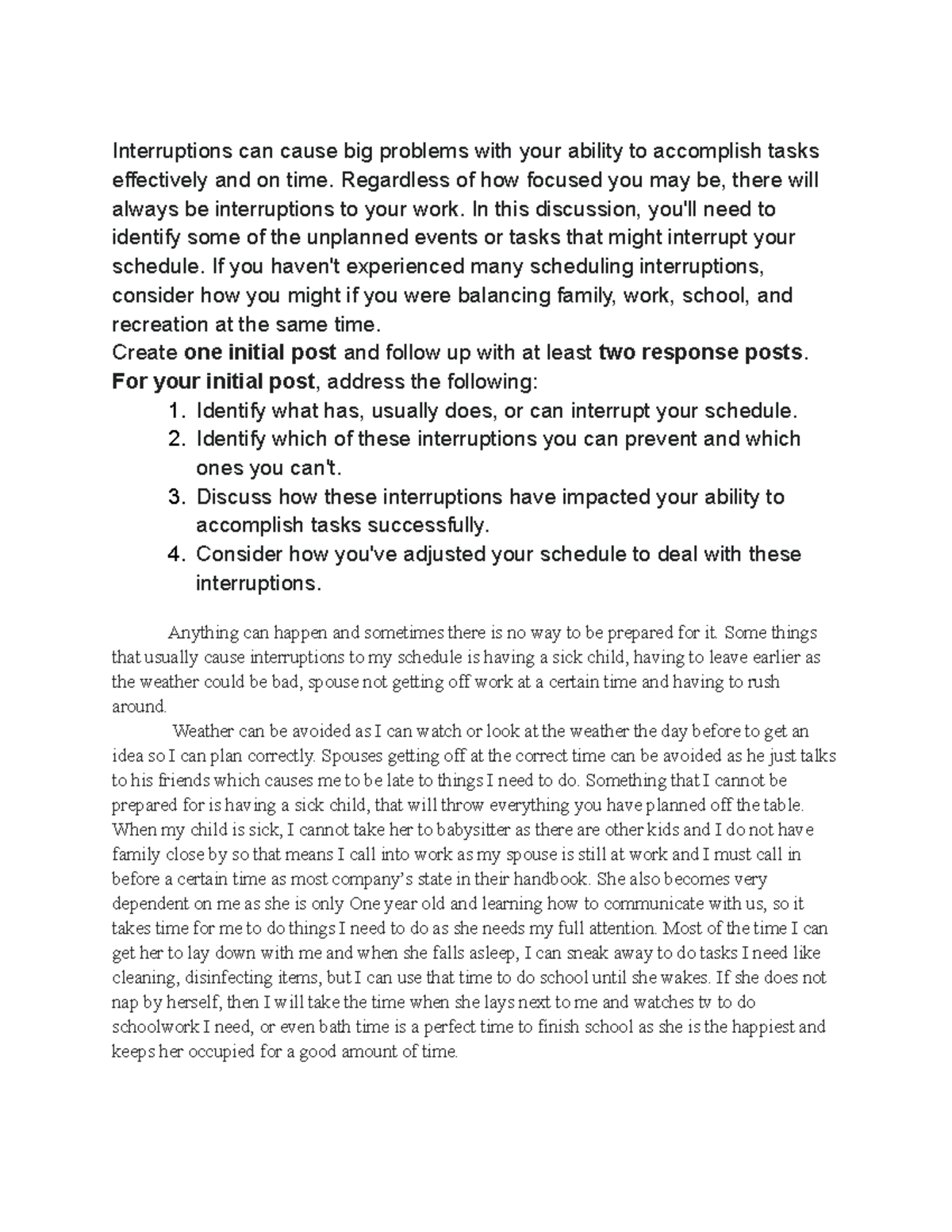 Discussion Module 2: Analyzing Scheduling Interruptions and Solutions ...