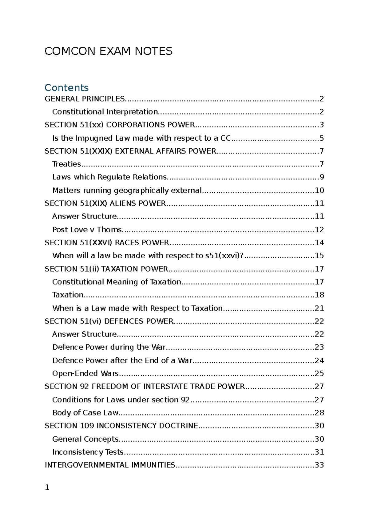 COMCON 2023 EXAM NOTES: Constitutional Powers & Principles - Studocu