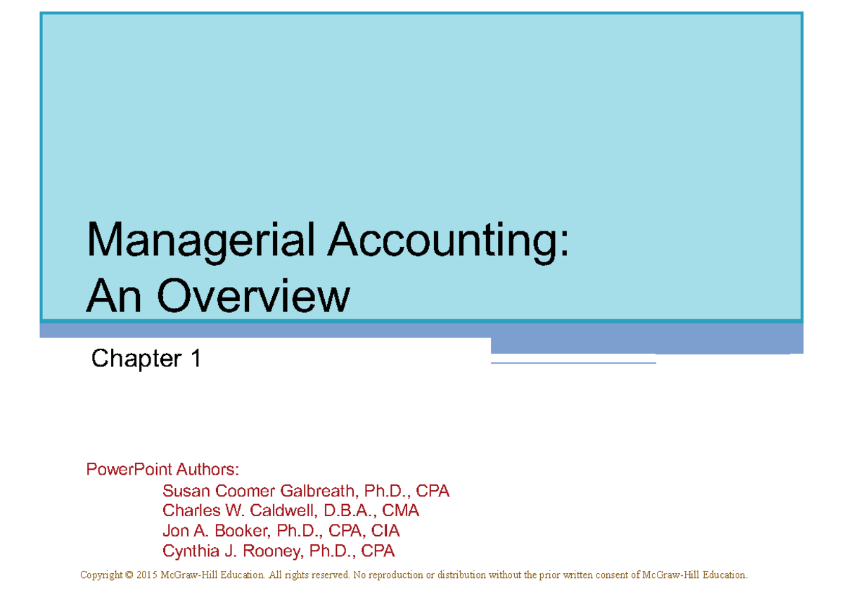 Managerial Accounting: Overview & Key Concepts (Chapter 1) - Studocu