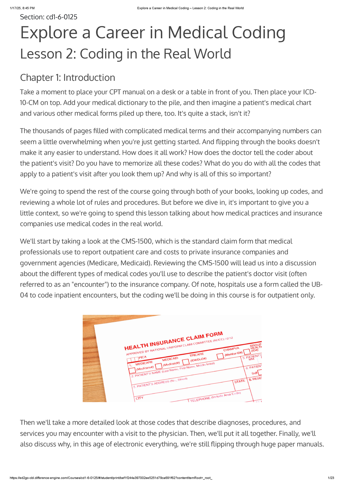 Explore Medical Coding Concepts – CMS-1500 Form Guide (cd1-6-0125 ...