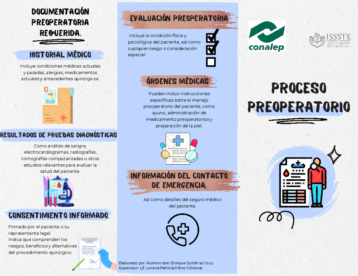 Tríptico sobre Proceso Preoperatorio: Documentación y Evaluación - Studocu