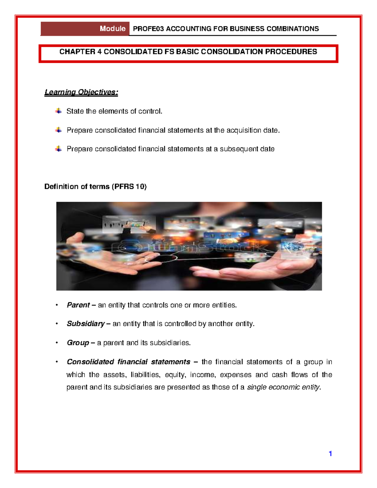 Profe 03 Chapter 4 Consolidated FS Basic Consolidation Procedures - CHAPTER 4 CONSOLIDATED FS ...