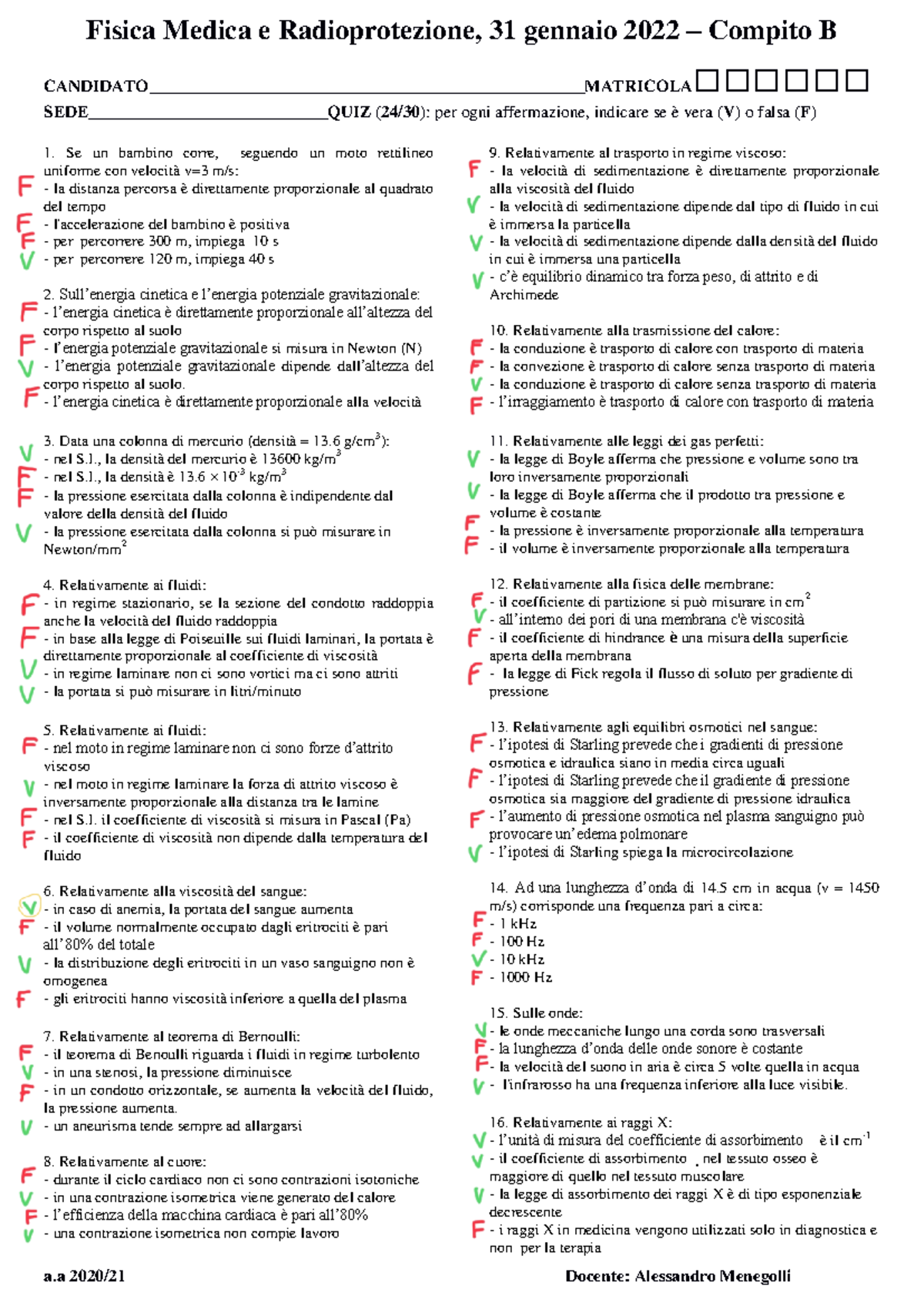 Quiz di Fisica Medica e Radioprotezione - Esame del 31 Gennaio 2022 ...