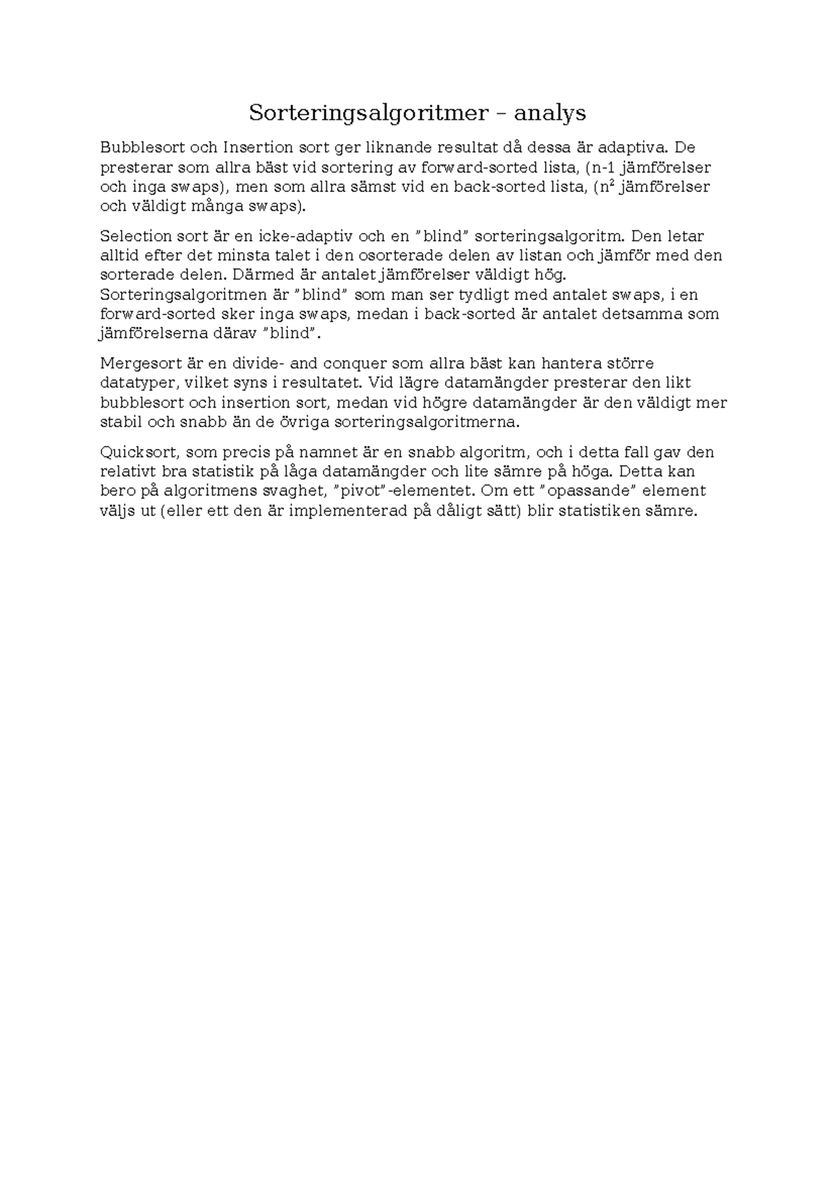 Sorteringsalgoritmer - Analys av Bubblesort, Insertion och Mergesort ...