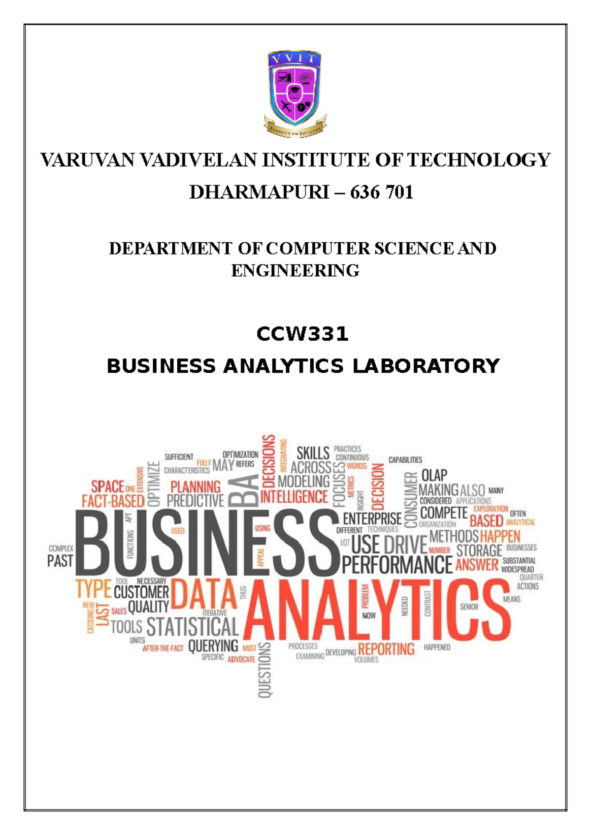 CCW331 Business Analytics Lab Manual: Cycle I & II Experiments - Studocu
