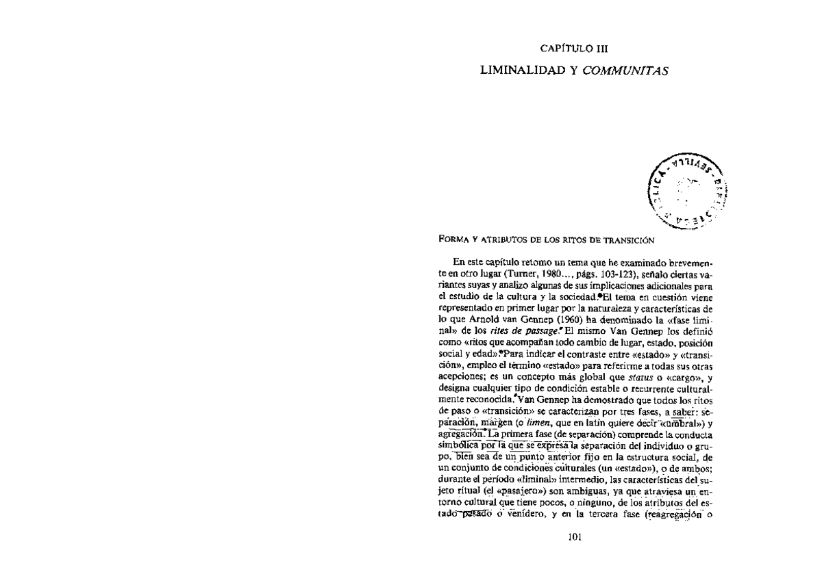 Turner, Victor - Liminalidad y communitas - CAPÍTULO 111 LIMINALIDAD Y ...