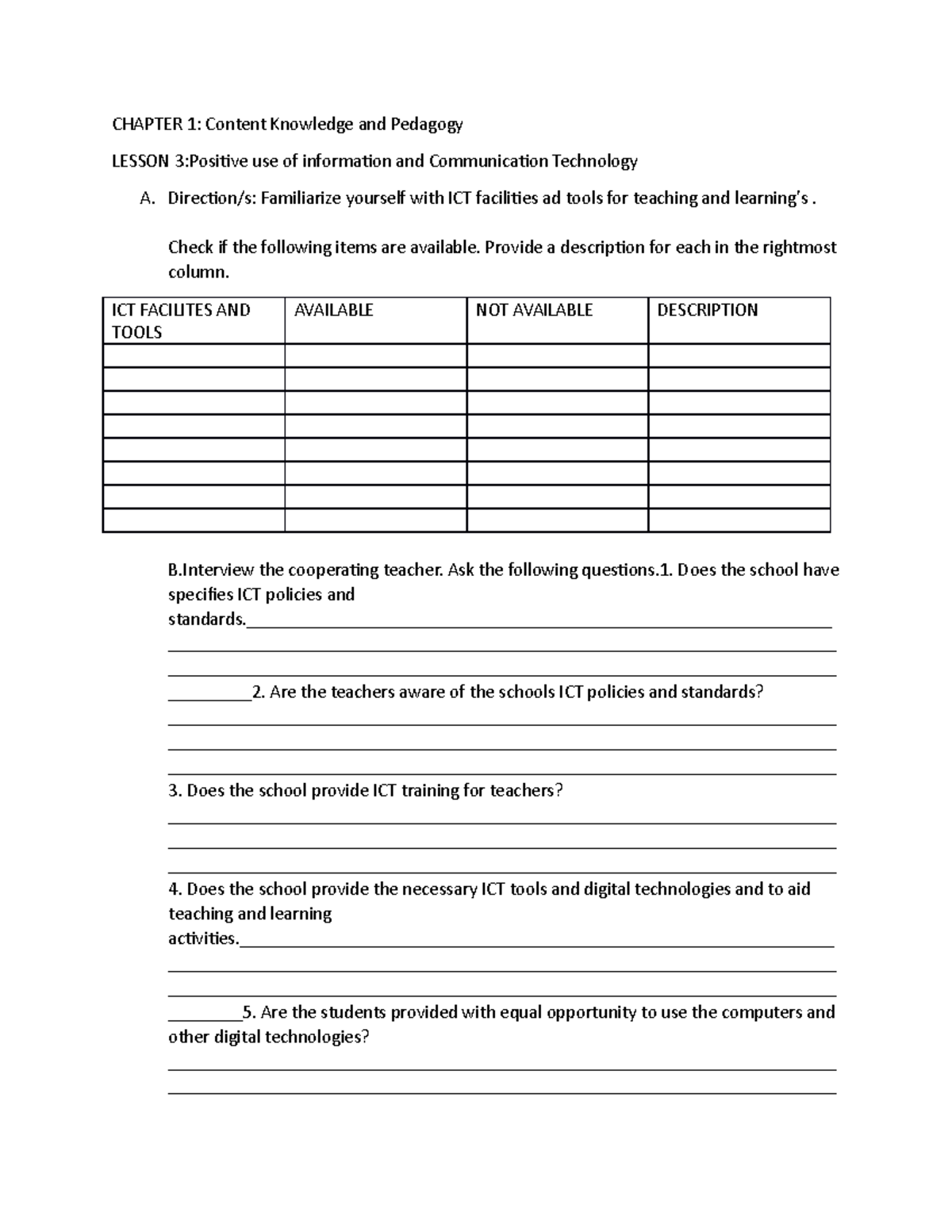 Chapter 1 Lesson 3 - FIELD STUDY 1: A guide for 21st century student ...