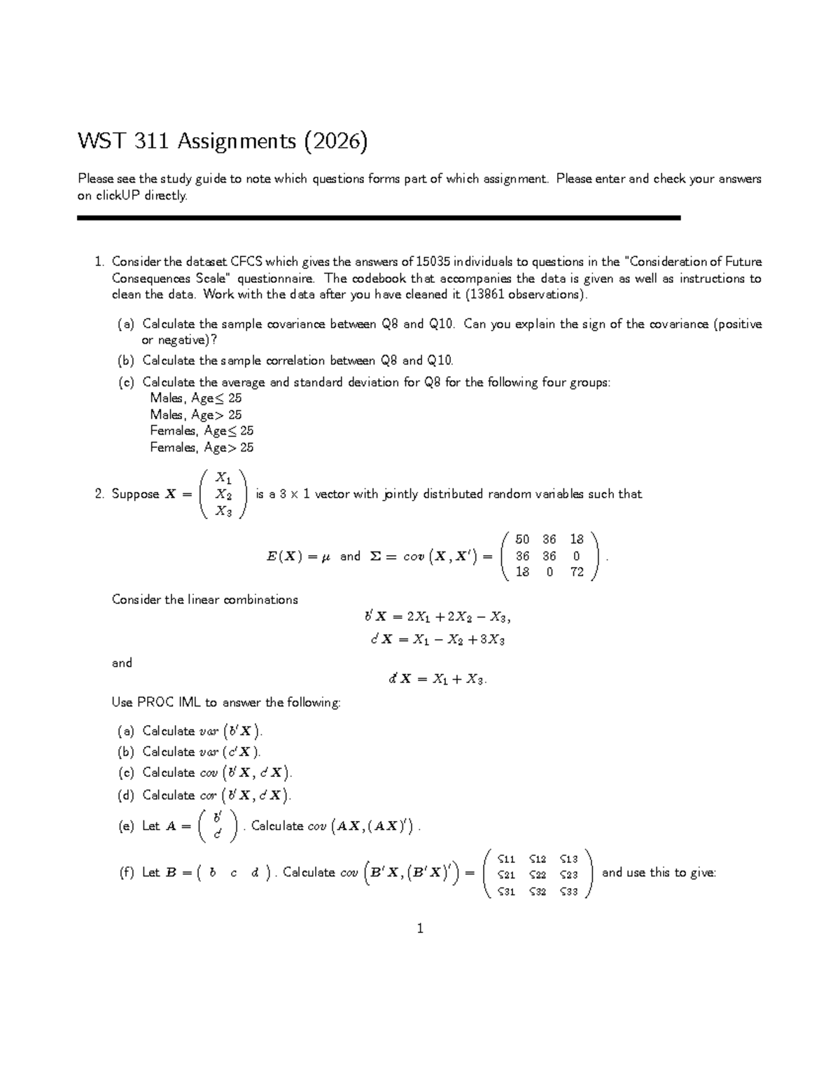 Assignments for WST 311: Data Analysis and Statistical Methods (2026 ...