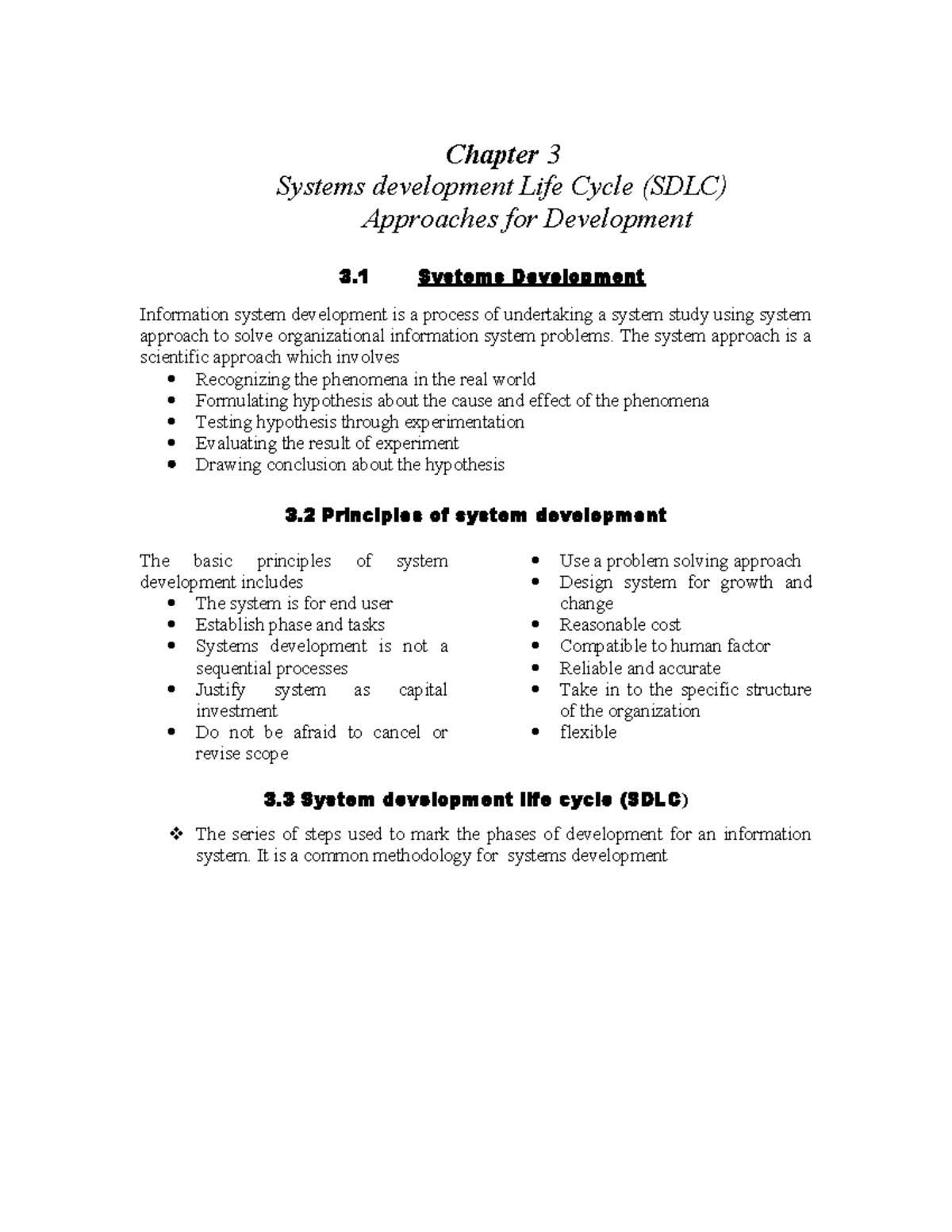Chapter 3: SDLC Approaches for Systems Development - SAD - Studocu