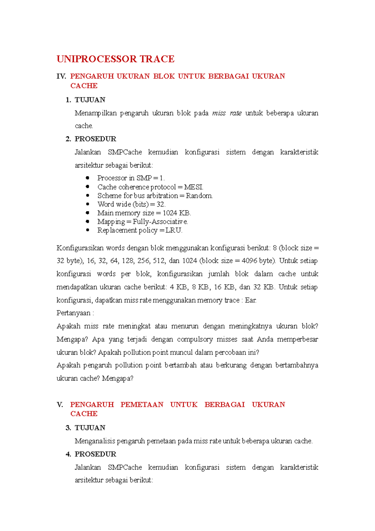 Modul 7 Praktikum - Pengaruh Ukuran Blok dan Pemetaan pada Cache - Studocu