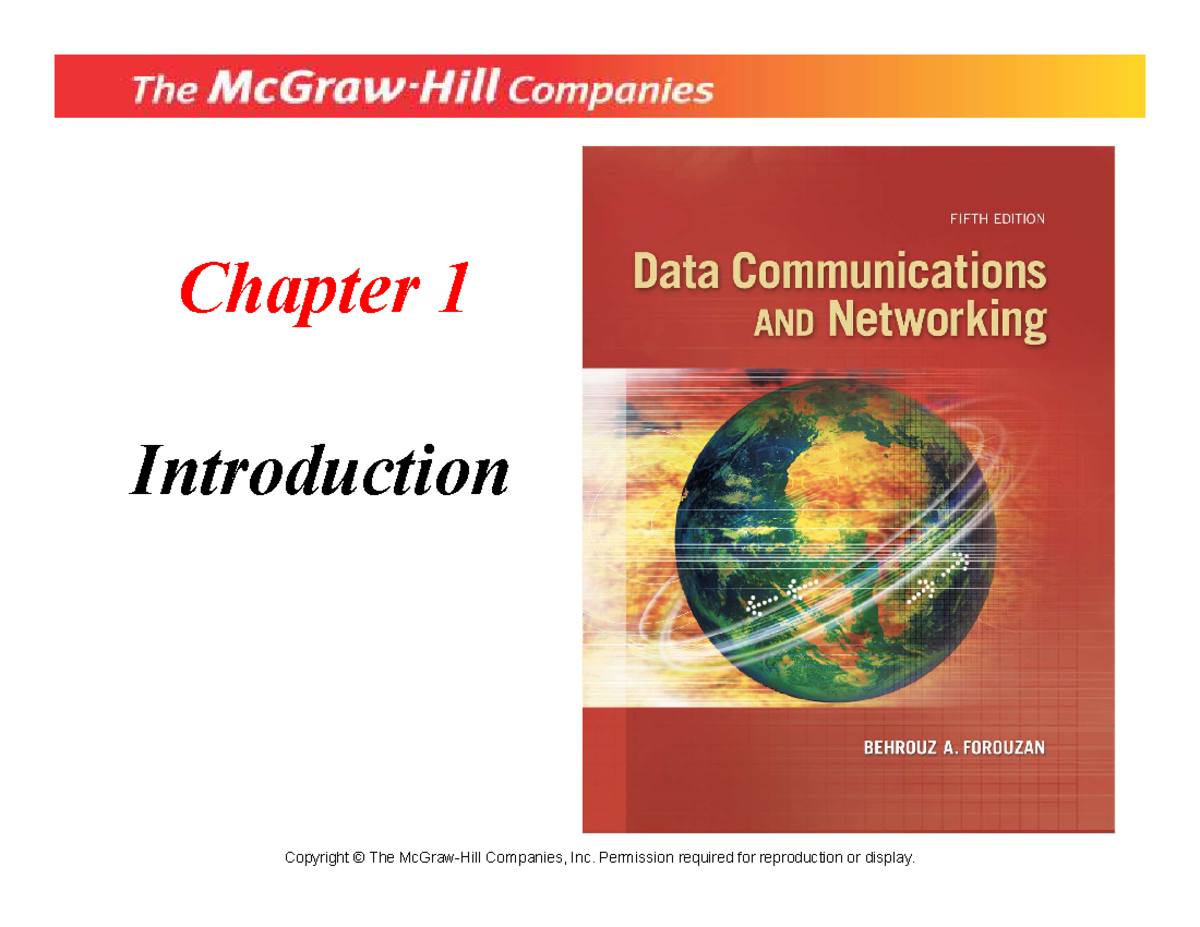 Chapter 1 - Intro to Data Communications & Network Types (Forouzan ...