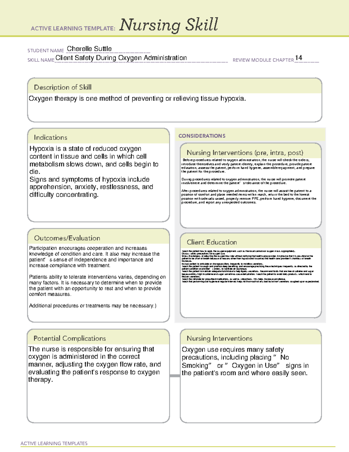 FR Nursing Skill: Client Safety During Oxygen Admin. Active Learning ...