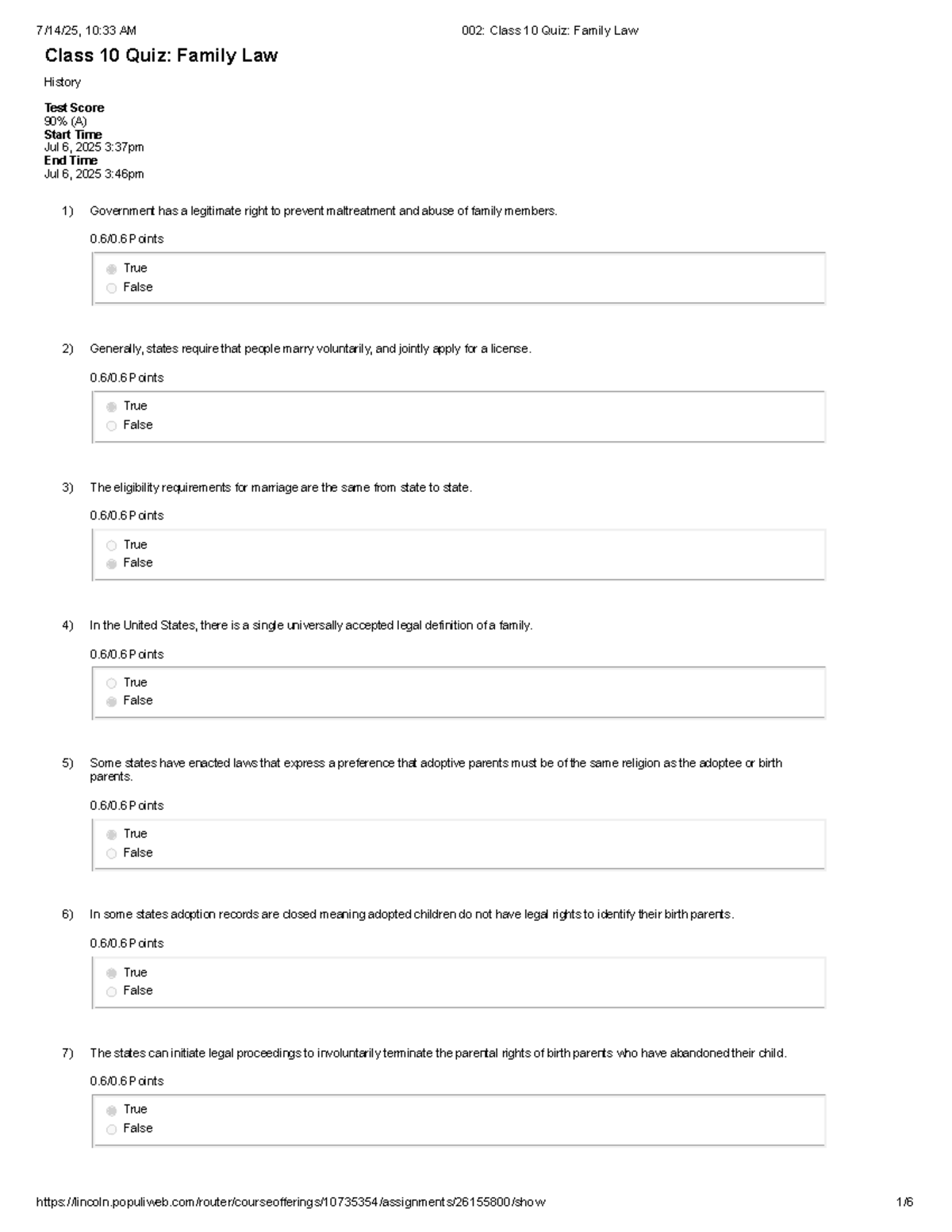 002: Class 10 Quiz: Understanding Key Concepts in Family Law - Studocu