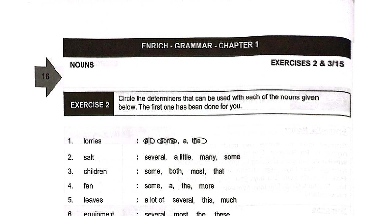 ENRICH GRAMMAR CHAPTER 1 NOUNS EXERCISES 2-8 - Studocu