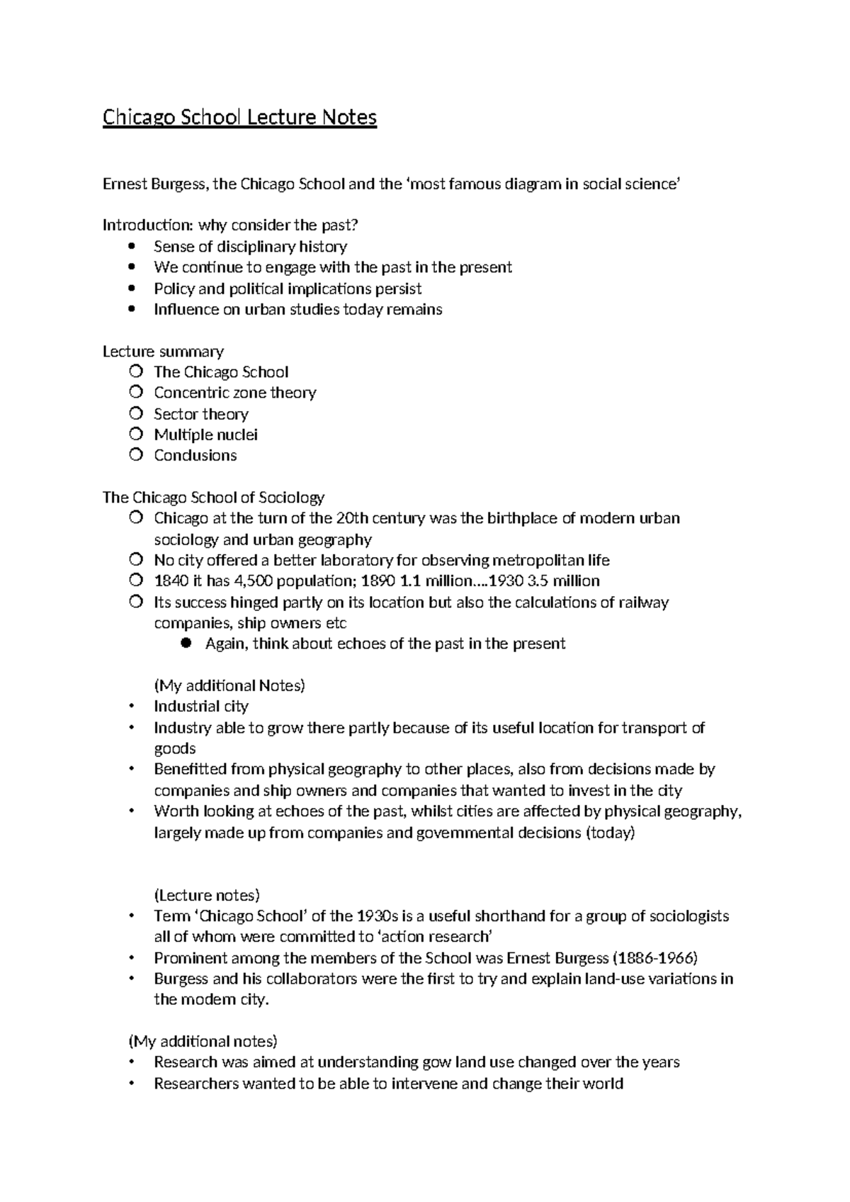 Chicago School Lecture Notes: Burgess, Hoyt, and Harris & Ullman ...