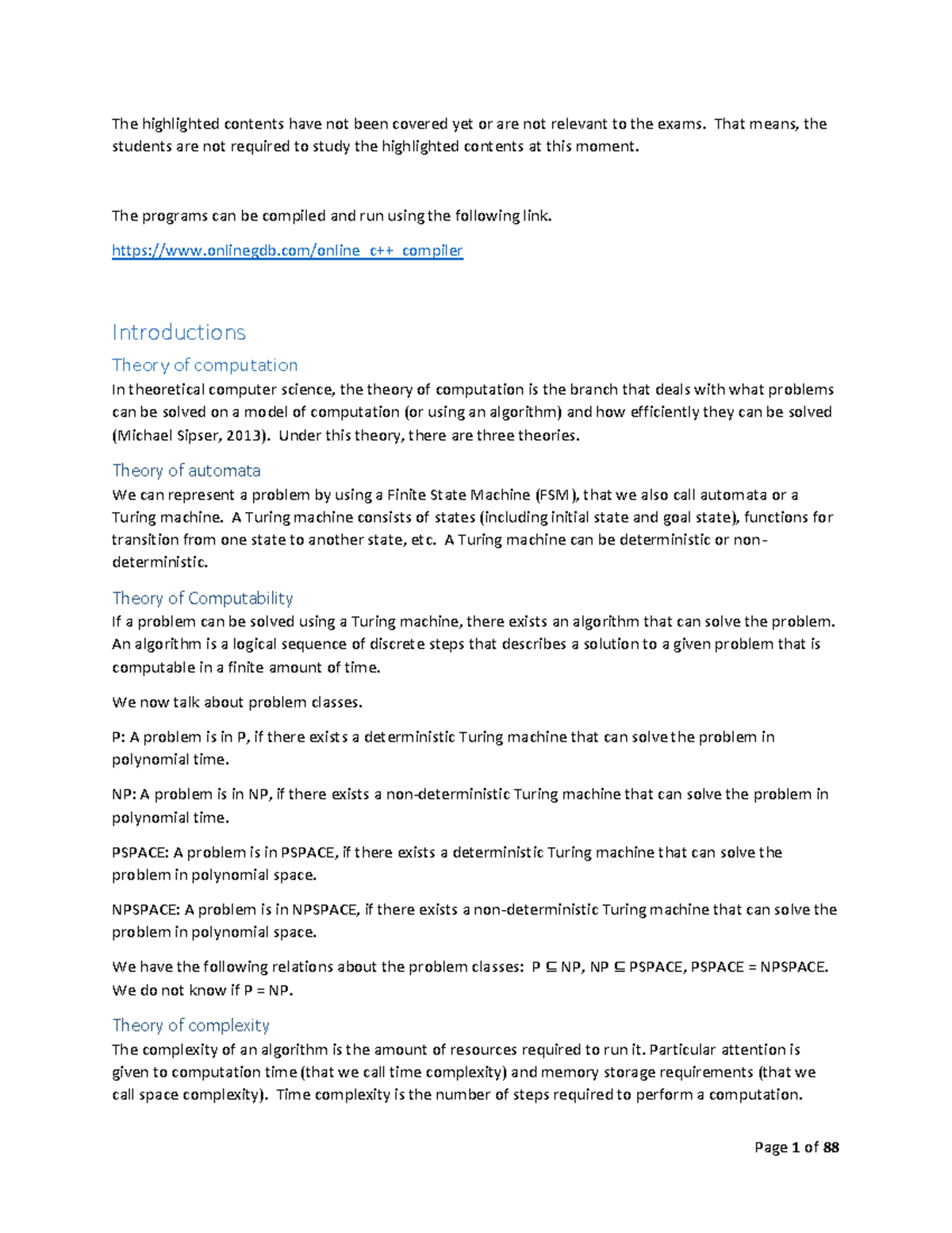 202530 CS 210 Lecture Notes: Theory of Computation Overview - Studocu