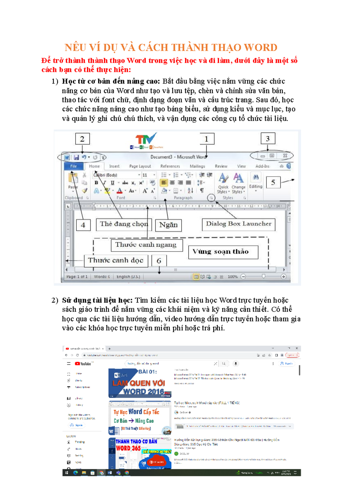 Nêu ví dụ và cách thành thào Word - NÊU VÍ DỤ VÀ CÁCH THÀNH THẠO WORD ...