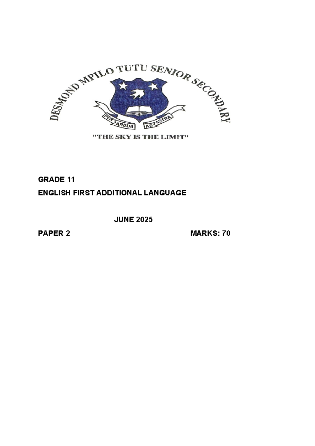 GRADE 11 ENGLISH FIRST ADDITIONAL LANGUAGE JUNE 2025 PAPER 2 STUDY ...
