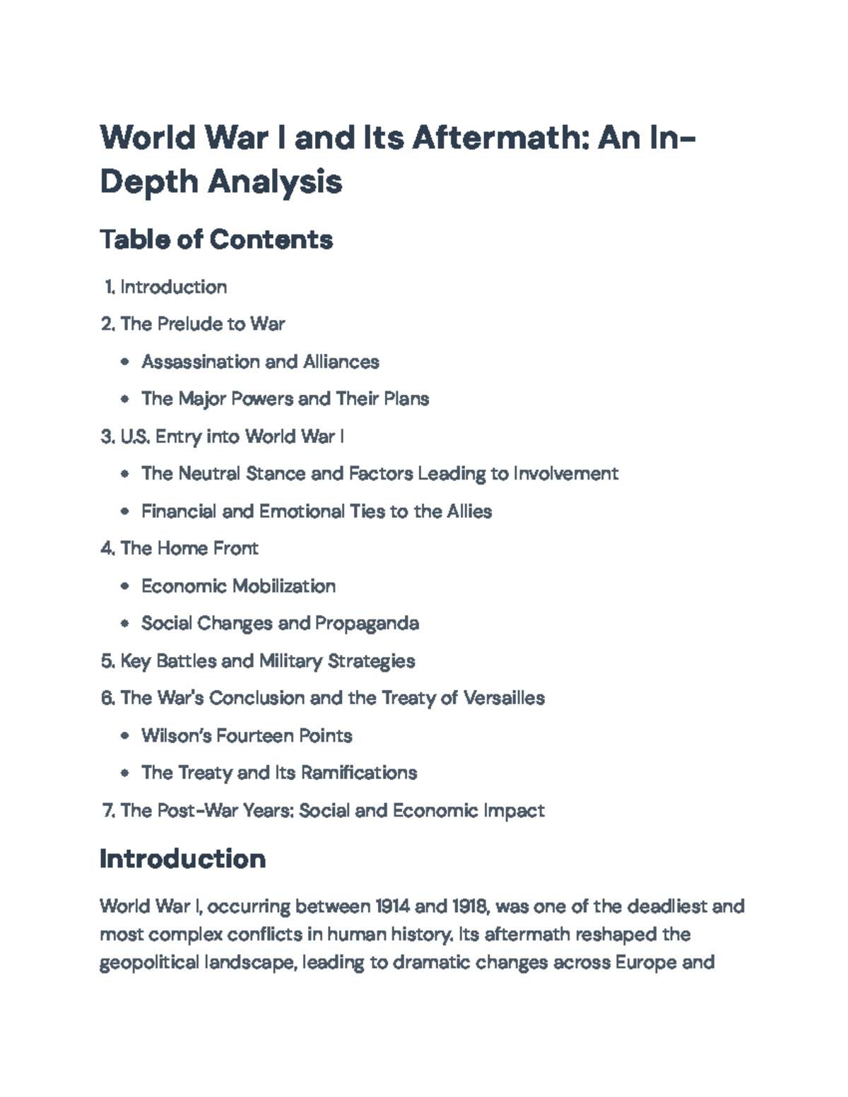 World War I Analysis: Causes, Key Events & Consequences (HIST 101 ...
