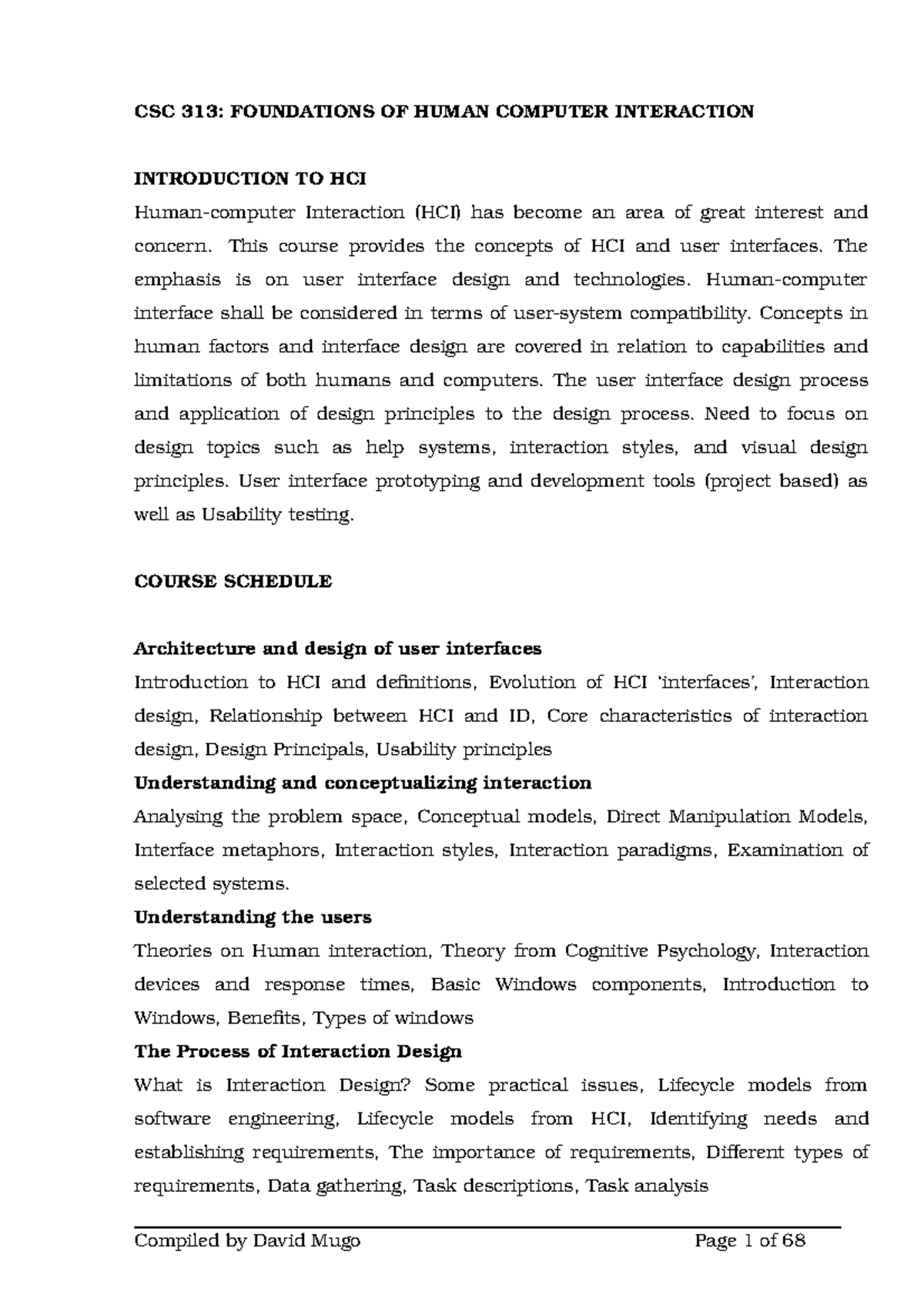 CSC 313 Notes - HCI - CSC 313: FOUNDATIONS OF HUMAN COMPUTER ...