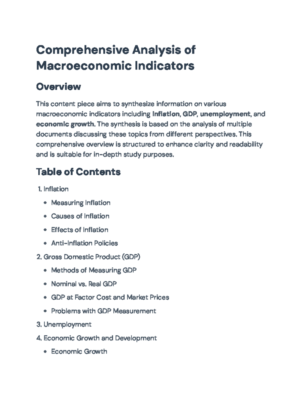Comprehensive Overview of Macroeconomic Indicators: Key Concepts ...